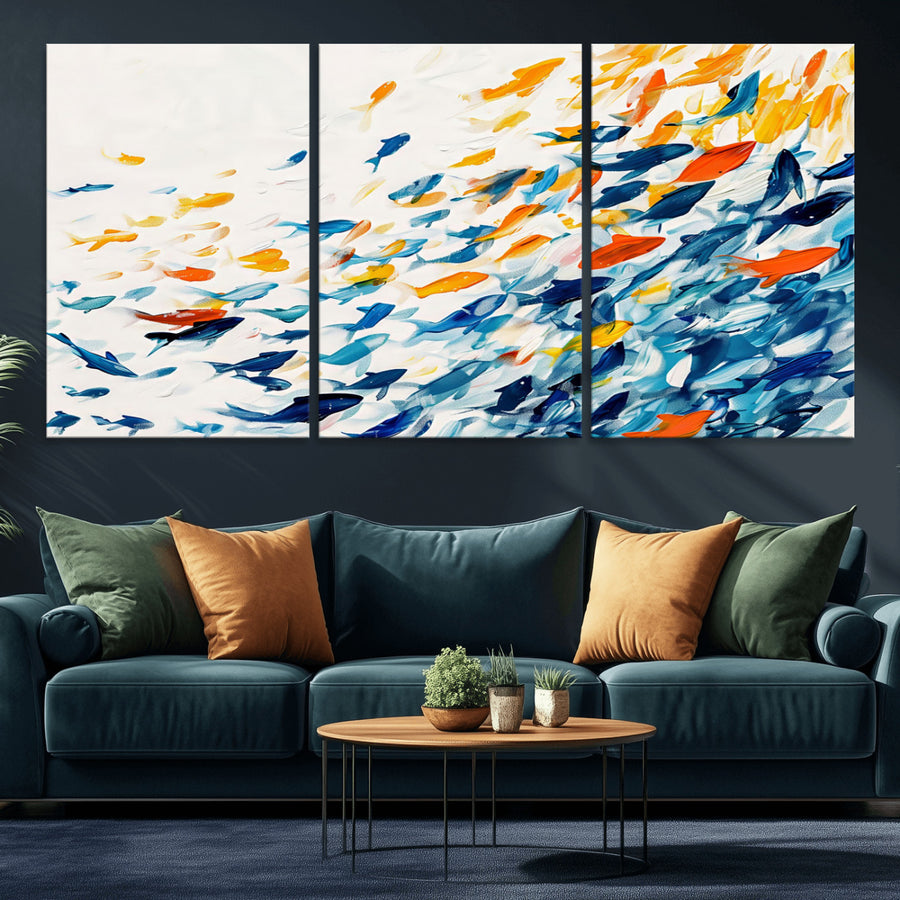 Abstract Fish Shoal Wall Art Large Canvas Print – MyGreatCanvas ...